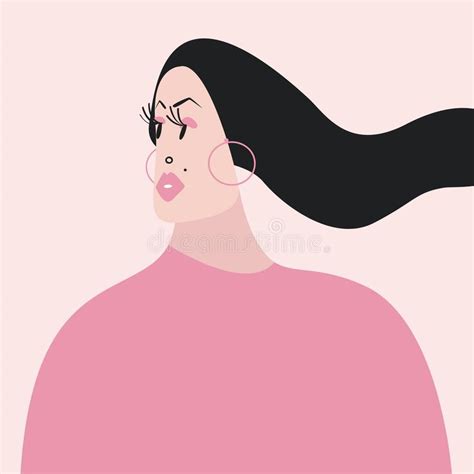 Happy Plus Size Woman Vector Stock Vector Illustration Of Pink Lady