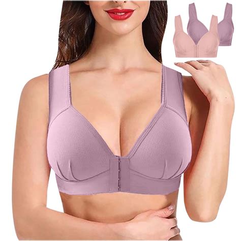 Aboser Front Closure Bras For Older Women 2 Pack Wireless Cami Bra
