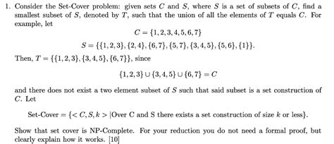 1 Consider The Set Cover Problem Given Sets C And Chegg Com