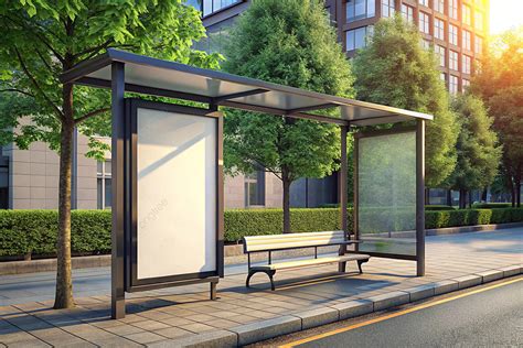 큰 수평 광고 모형이 있는 버스 정류장 버스 정류장 수평 광고판 3d 렌더링 배경 일러스트 및 사진 무료 다운로드 Pngtree