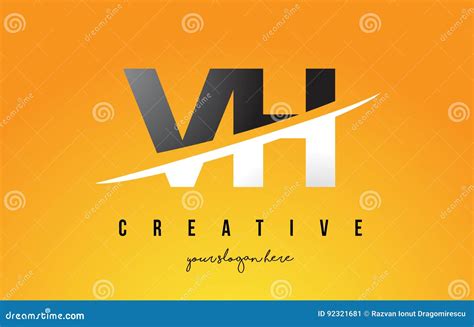 Vh V H Letter Modern Logo Design With Yellow Background And Swoosh