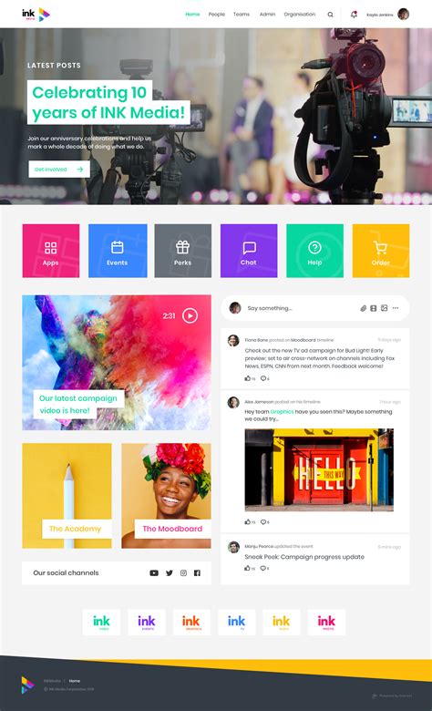Media Industry Intranet Design Sharepoint Design Portal Design