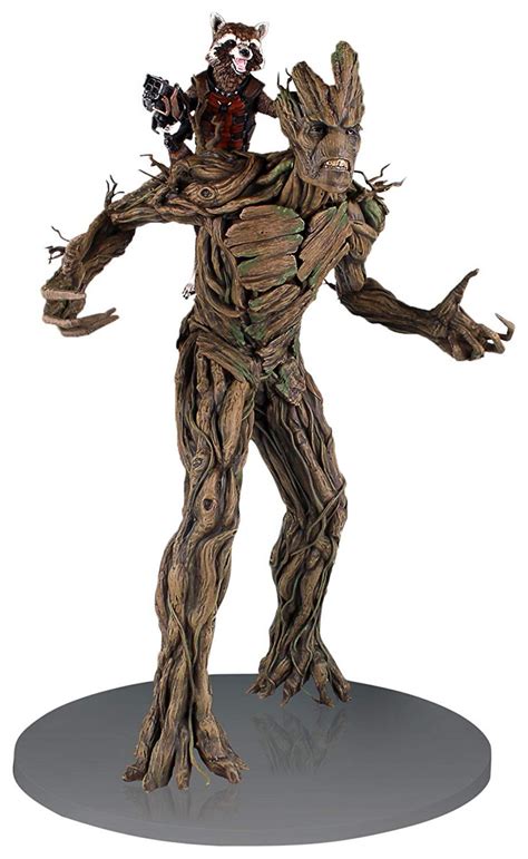 Marvel Guardians Of The Galaxy Rocket Raccoon Groot 21 Statue Gentle