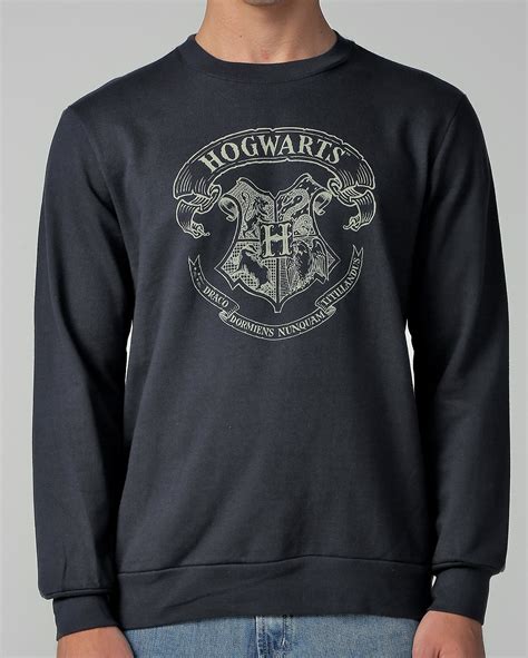 Riachuelo Blusa De Moletom Masculina Manga Longa Hogwarts Azul Noite
