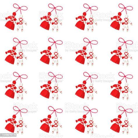 รูปแบบของตุ๊กตาของเทศกาลบาบามาร์ตาบนพื้นหลังสีขาว ภาพประกอบสต็อก ดาวน์โหลดรูปภาพตอนนี้ กรอบ