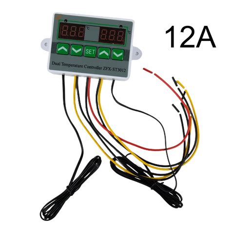 Digital Dual Temperature Controller Two Relay Outputs Thermostat 12v