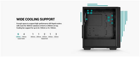 DeepCool CC560 Mid Tower ATX PC Case 4x Pre Installed 120mm LED Fans