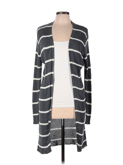 Doe And Rae Stripes Color Block Black Gray Cardigan Size L 76 Off