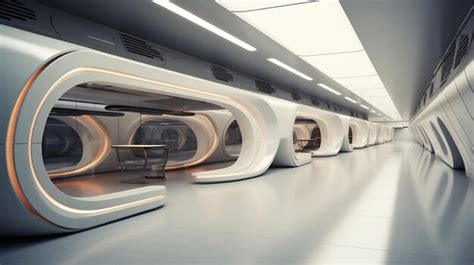 Premium Photo Futuristic Office Corridor With Metallic Architecture