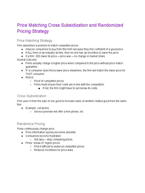 Price Matching Cross Subsidization And Randomized Pricing Strategy Pdf