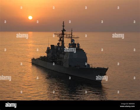 The U S Navy Ticonderoga Class Guided Missile Cruiser USS Vicksburg