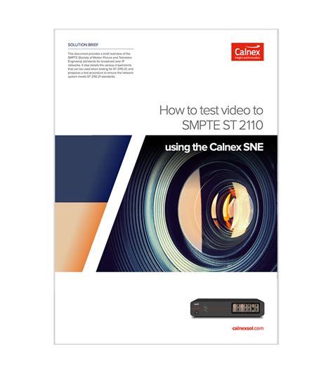 How To Test Video To Smpte St 2110 Calnex