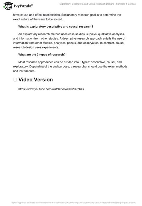 Exploratory Descriptive And Causal Research Designs Compare