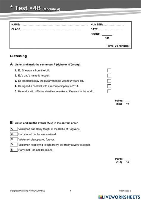 Flash 5 Unit 4 Free Interactive Worksheets 4922643