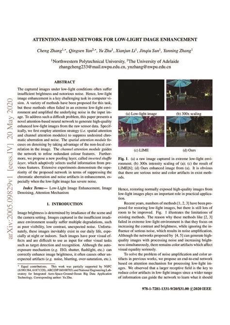Attention Based Network For Low Light Image Enhancement Deepai