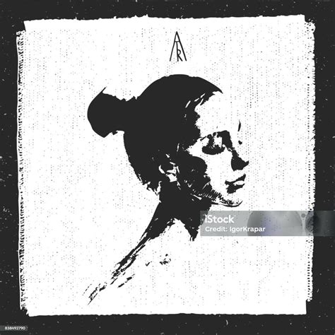 여자 프로필 초상화 그래픽 그리기 추적 흑인과 백인 검은색에 대한 스톡 벡터 아트 및 기타 이미지 검은색 관능 그림