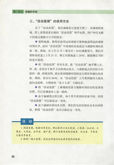 单元活动 学会使用星图 鲁教版地理电子课本3 鲁教地理选修一 地理教师网