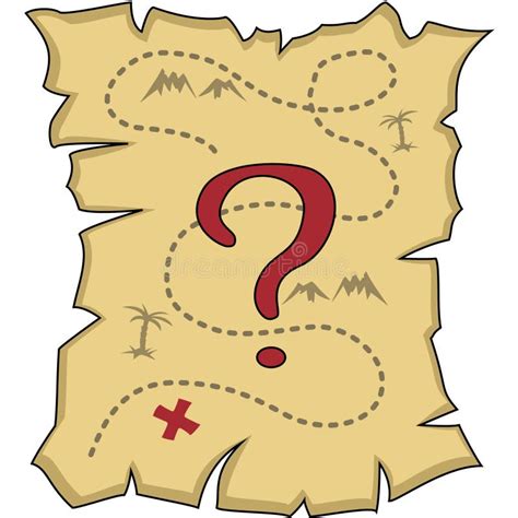 Faded Old Map With A Question Mark Isolated Stock Illustration