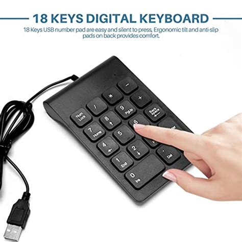 Spacesea Usb Wired Numeric Keypad Numpad 18 Keys Digital Keyboard For Accounting Teller Laptop