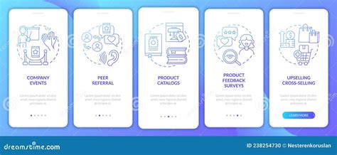 Customer Touchpoints Blue Gradient Onboarding Mobile App Screen Stock Vector Illustration Of