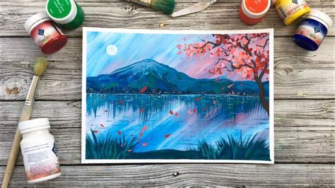 Правополушарное рисование «Гора Фудзияма Краска Школьные художественные проекты Уроки рисования