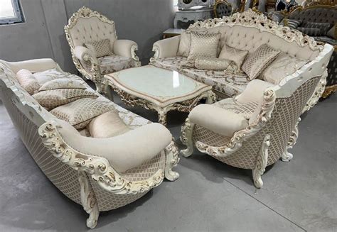 Casa Padrino Luxus Barock Wohnzimmer Set Creme Weiß Gold 2 Barock