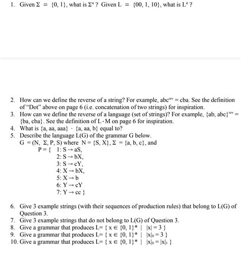 Solved 1 Given Σ 0 1 what is 24 Given L 00 1 Chegg