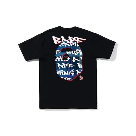 Bape Graffiti Check Ape Head Tee Black Bluebape Graffiti Check Ape Head