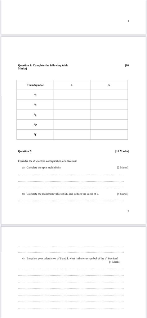 Solved 1question 1 Complete The Following