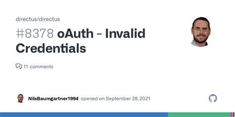 Oauth Invalid Credentials · Issue 8378 · Directusdirectus · Github
