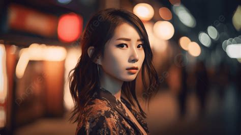 Beautiful Asian Woman Looking Forward At Night Background Abs Woman Spicy Hd Photography Photo
