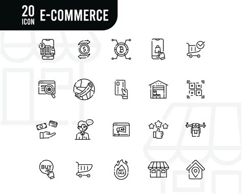 E Commerce Elements Detailed Line Web Icon Set Detailed Line