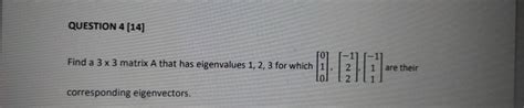 Solved Find A Matrix A That Has Eigenvalues For Chegg
