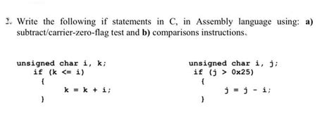 solved 2 write the following if statements in c in