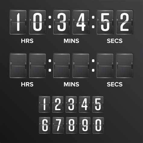 Flip Countdown Timer Vector Analog Black Scoreboard Digital Timer