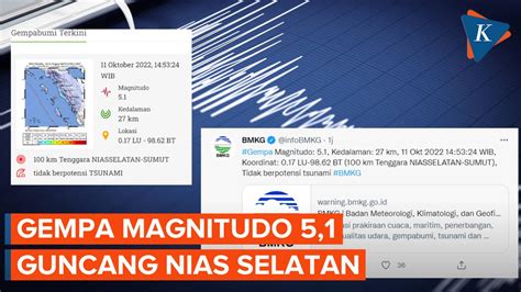 Gempa M 51 Guncang Nias Selatan Tak Berpotensi Tsunami Kompascom