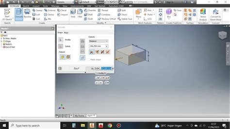Belajar Autodesk Inventor Extrude Youtube