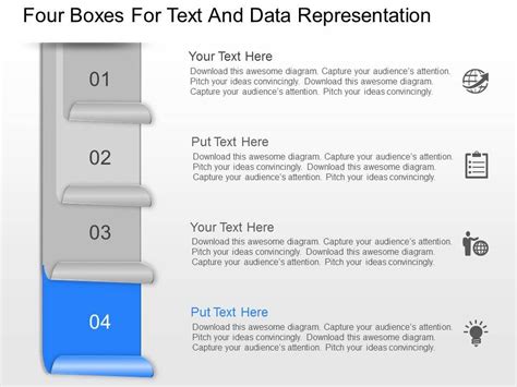 ln four boxes for text and data representation powerpoint template
