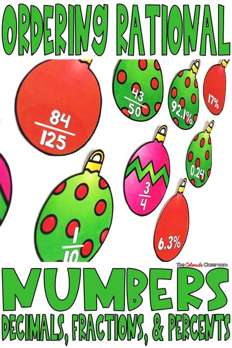 Comparing And Ordering Rational Numbers Decimals Fractions Percents