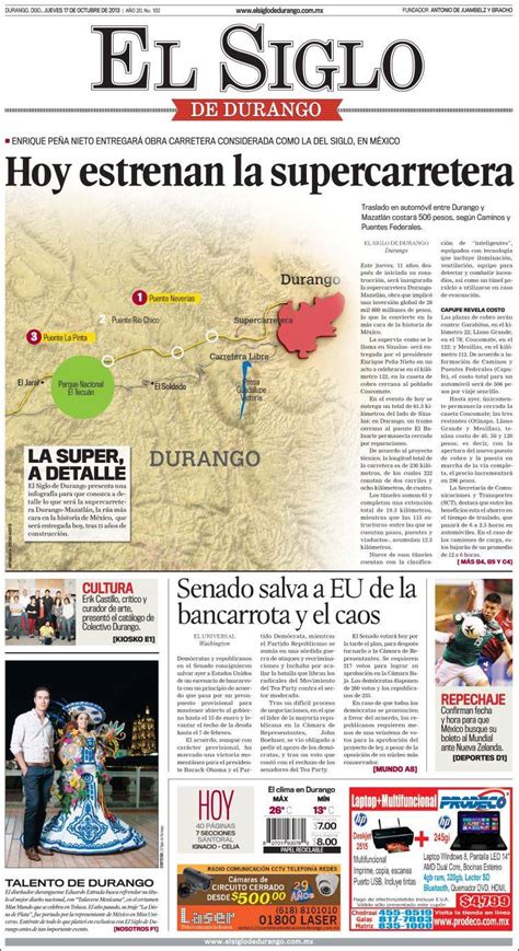 Periódico El Siglo De Durango México Periódicos De México Edición