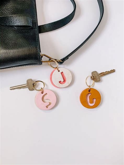 Diy Clay Monogrammed Keychains Clay Keychain Polymer Clay Jewelry