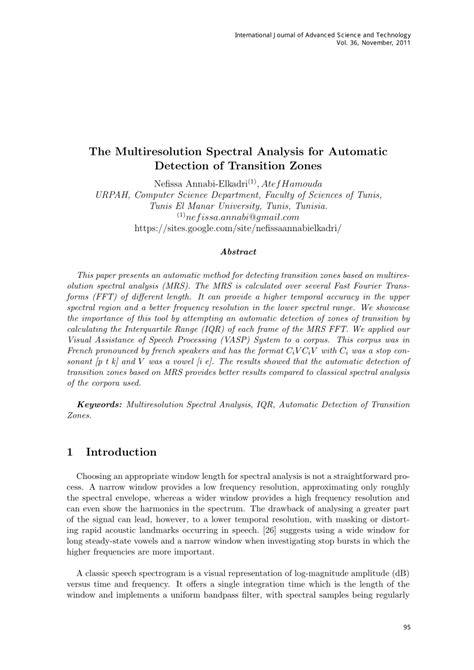 Pdf The Multiresolution Spectral Analysis For Automatic Detection Of Transition Zones