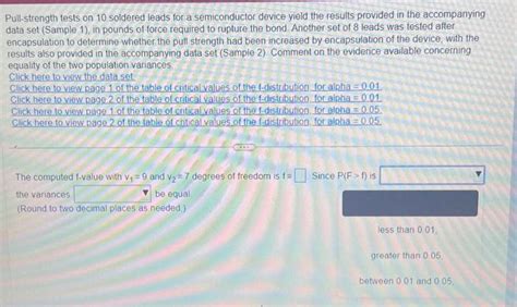 Solved Critical Values Of The F Distribution For Alpha