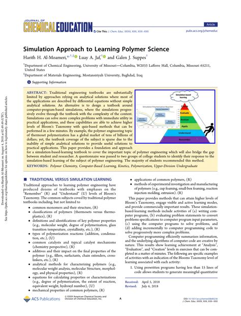 Pdf Simulation Approach To Learning Polymer Science