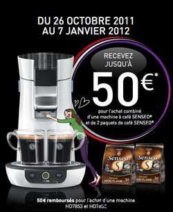 Philips Noel 2011 jusqu à 50 euros remboursés machine à café Senseo