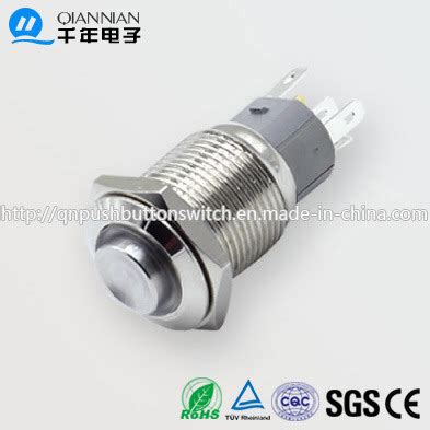 Qn16 F2 16mm Ring Type Momentary Latching Elevated Head Pin Terminal Metal Push Button Switch