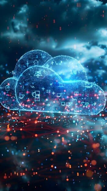 Premium Photo Abstract Cloud Computing Connections In Digital Neon Style