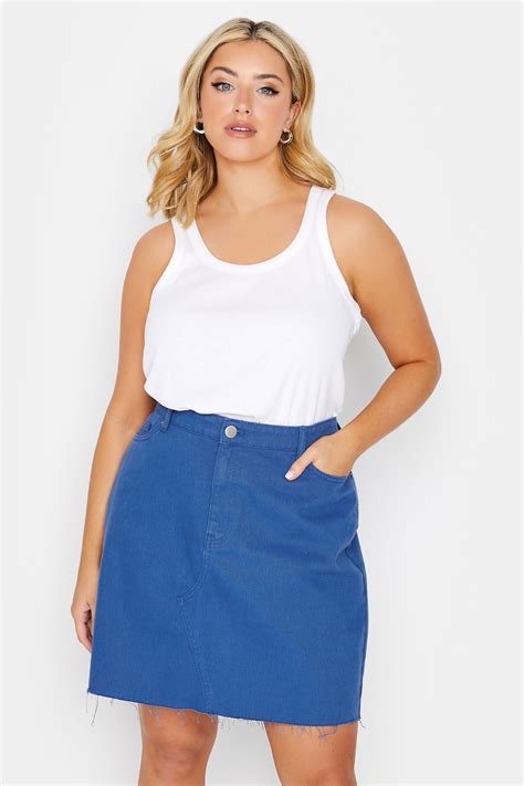 Yours Plus Size Cobalt Blue Denim Skirt Yours Clothing