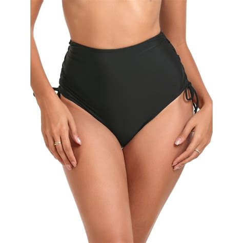 Relleciga Womens High Waisted Reversible Bikini Bottom Tummy Control