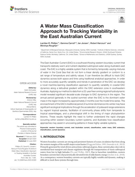 Pdf A Water Mass Classification Approach To Tracking Variability In